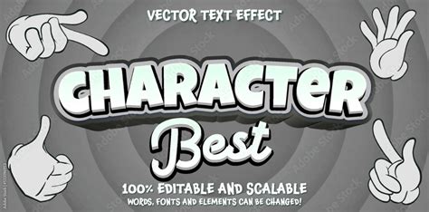 Editable Text Effect Character Text 3d Cartoon Template Style Premium Vector Black And White