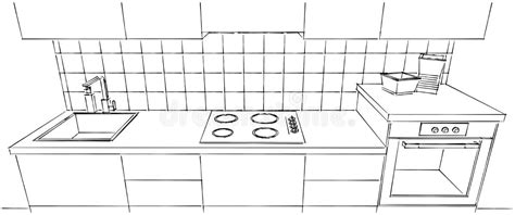 Sketch Kitchen Counter Stock Illustrations 627 Sketch Kitchen Counter