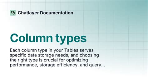 Column Types Chatlayer Documentation