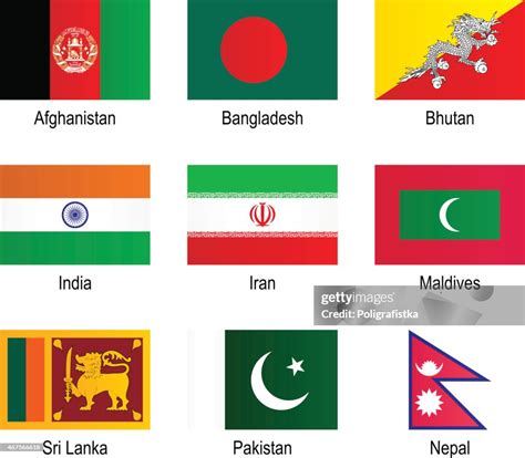 South Asian Countries Flags