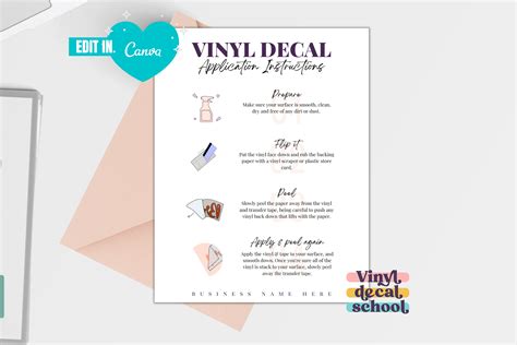 Editable Vinyl Decal Instruction Card Graphic By Vinyldecalschool