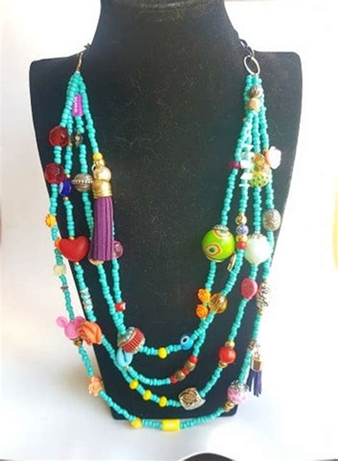 Statement Necklace Layering Necklace Turquoise Neckart Etsy