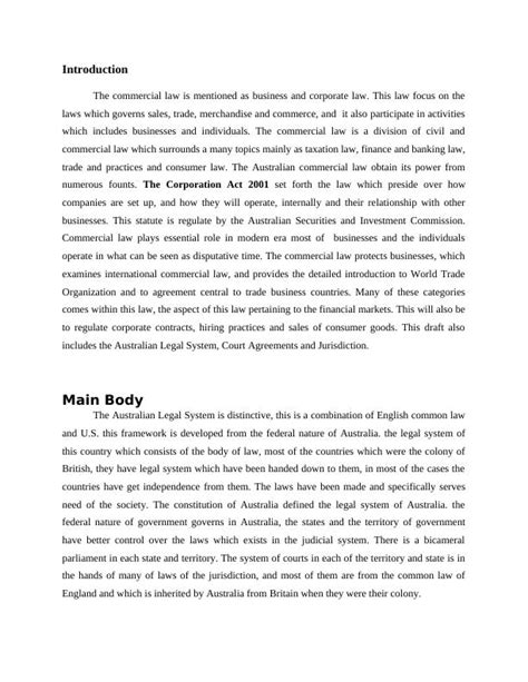 Commercial Conflict Of Laws Research Essay Desklib