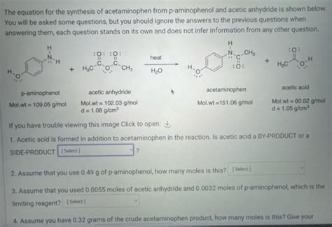 The Equation For The Synthesis Of Acetaminophen From