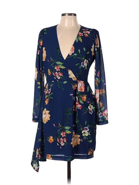 Yumi Kim 100 Polyester Floral Navy Blue Casual Dress Size L 73 Off