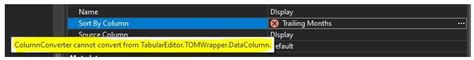 solved tabular editor 3 error when trying to sort by col