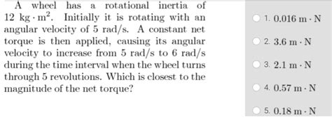 Solved 1 0 016 M N 2 3 6 M ·n A Wheel Has A Rotational
