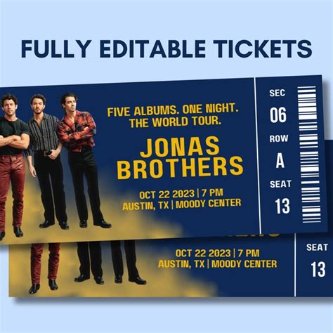Jonas Brothers Five Albums One Night Ticket Etsy