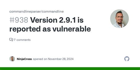 Version 291 Is Reported As Vulnerable · Issue 938 · Commandlineparsercommandline · Github