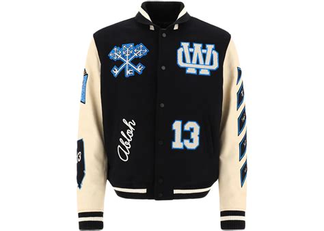 Off White Witch Logo Patch Varsity Varsity Jacket Black Peacock Mens Fw22 Us
