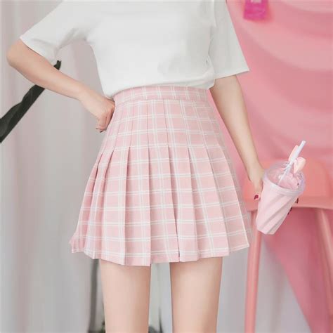 Itgirl Shop Pastel Colours Poppy Double Lines Plaid Pleated School Skirt