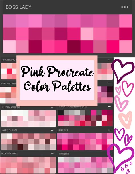 Pink Procreate Color Palettes Including Rose Colored Etsy Blush