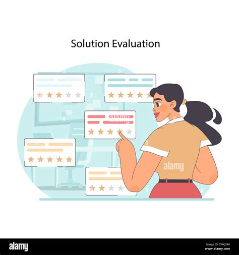 Solution Evaluation Concept Woman Observing Proposals To Issues