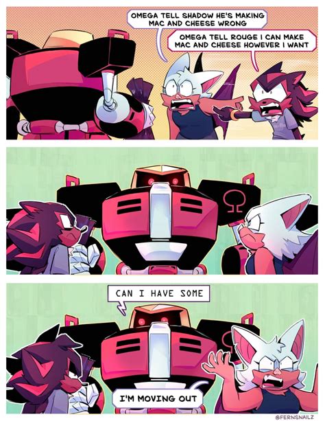 Shadow The Hedgehog Rouge The Bat And E Omega Sonic Drawn By Fernsnailz Danbooru