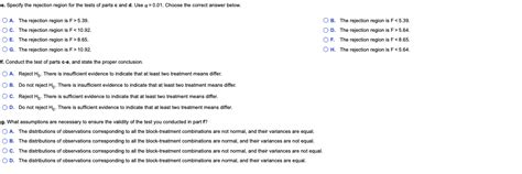 Solved A Randomized Block Design Yielded The Anova Table To