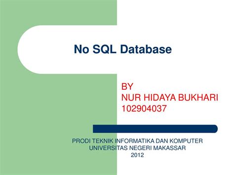 Ppt No Sql Database Powerpoint Presentation Free Download Id4655604