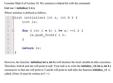 Solved Consider Slide 8 Of Lecture 10 We Construct A Linked