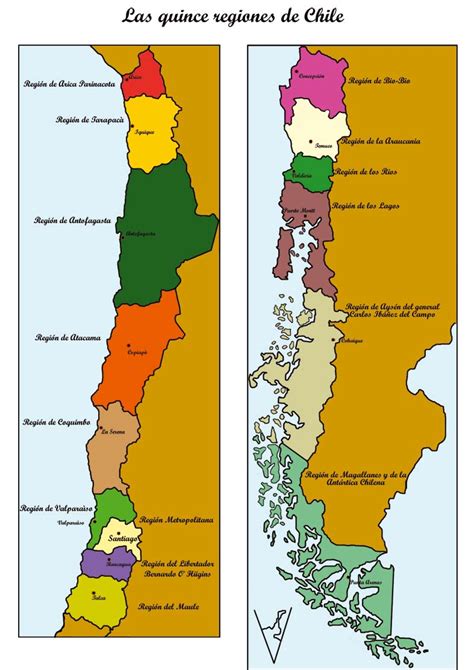 Mapa De Chile Regionalizado Histoimágenes