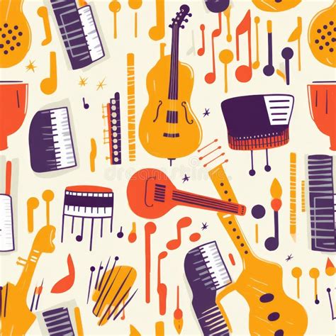 Jazz Seamless Pattern Musical Instruments Creating A Background