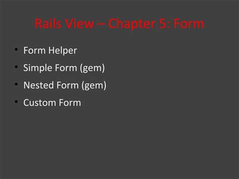 Rails View Chapte 5 Form Ppt