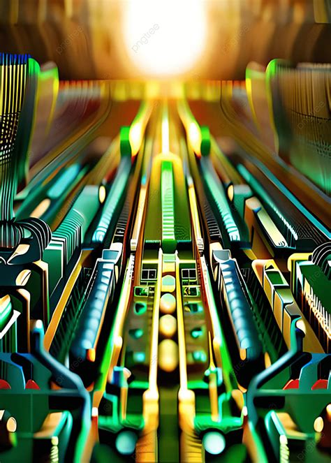 Sunshine On A Futuristic Micro Processing Circuit Board Science