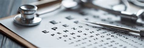 Optometric Examination Tools With Eye Chart In Clear Focus On A Well Organized Table Stock Image