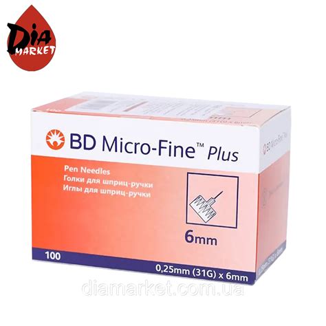 Голки для шприц-ручки "BD Micro-Fine Plus" 6 мм — 100 шт. (Ірландія ...