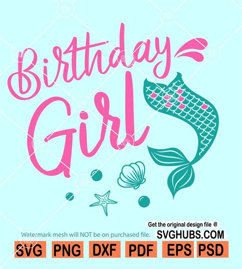 Mermaid Birthday Girl Svg Mermaid Birthday Girl Svg Birthday Mermaid
