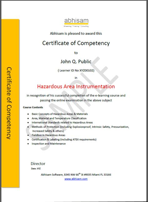 Hazardous Area Instrumentation Training Free Certification