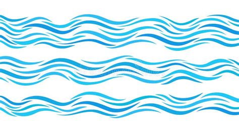 Blue Wave Patterns Set Of Elements Water Stock Vector Illustration