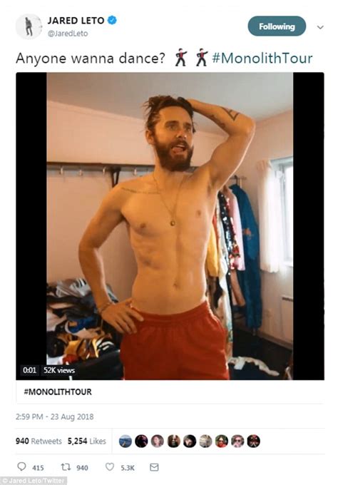 Jared Leto Shows Off Impressive Physique As He Dances Around Shirtless Daily Mail Online