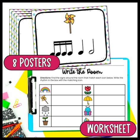 Spring Rhythm Write The Room Worksheet Bundle Six Levels Of Rhythm