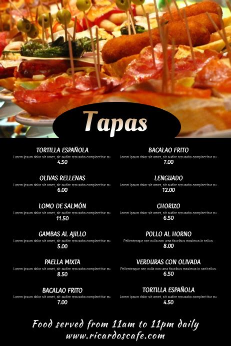 Tapas Menu
