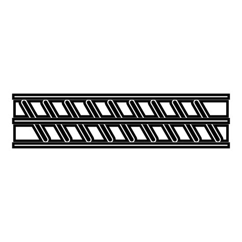 Reinforcement Bar Rebar Ribbed Metal Rod Contour Outline Line Icon Black Color Vector