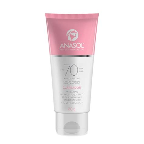 Protetor Solar Facial Anasol Clareador Fps 70 Com 60g Em Promoção
