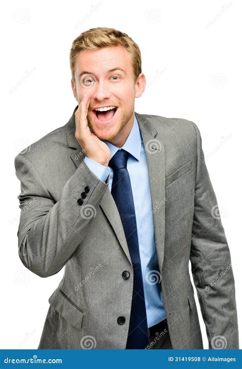 Привлекательный молодой человек бизнесмена изолированный крича Стоковое Фото изображение