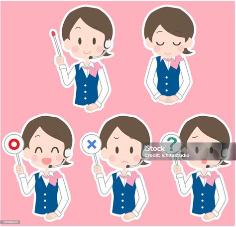 Female Operator With Pointer Etc Stock Illustration Download Image