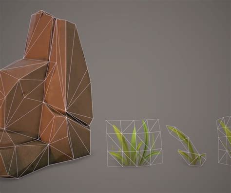 Artstation Sylized Rock And Grass Game Assets