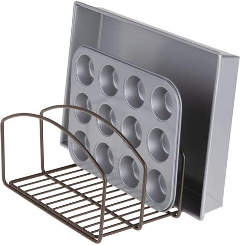 MDesign Metal Wire Cookware Organizer Rack For Kitchen Cabinet Pantry And Shelves Organizer