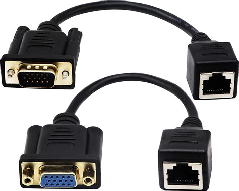 Zdycgtime Cable Rj45 A Vga Puerto Vga De 15 Pines Hembra Y Macho A
