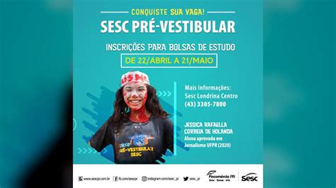 Sesc Faz Inscrições Para Bolsas De Estudo Em Curso Pré Vestibular Tem