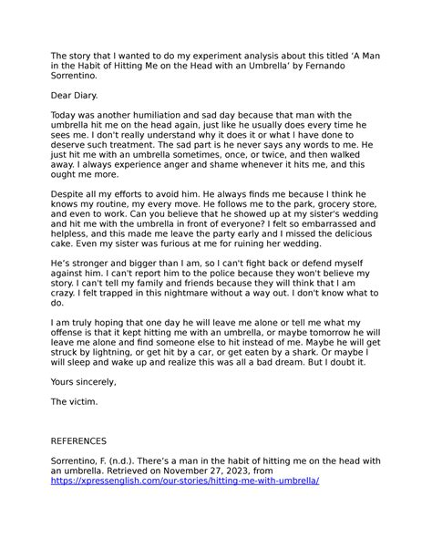 Experimental Analysis For Written Unit 2 The Story That I Wanted To