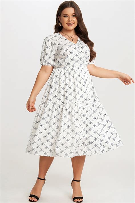 Blackandwhite Short Sleeve Tiered Wrap Midi Dress Meet Curve Meet Curve