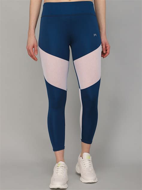 Buy Muscle Torque Women Teal Blue And White Colourblocked High Rise