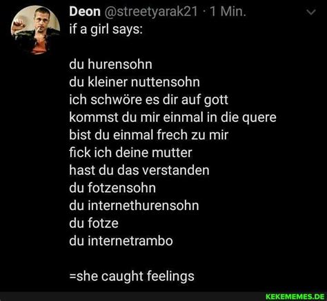 Du Hurensohn Du Kleiner Nuttensohn Ich Schwöre Es Dir Auf Gott Kommst Du Mir Einmal In Die Quere