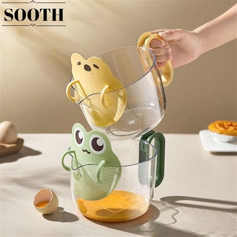 โซธ กรองถ้วยตวงแผ่นกรองในตัวง่ายกรองชามปัดชามอาหารเกรดทําความสะอาดง่ายติดตั้งแผ่นกรองชามผลไม้