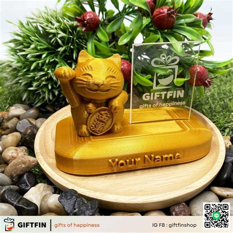 แมวกวัก Qr ทองคำ สลักชื่อร้านฟรี ของขวัญเปิดร้านใหม่ สำหรับให้ลูกค้า