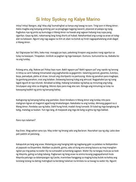 Si Intoy Syokoy Ng Kalye Marino Pdf