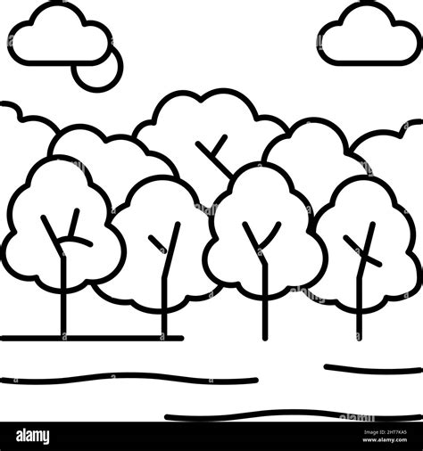 Deciduous Forests Line Icon Vector Illustration Stock Vector Image
