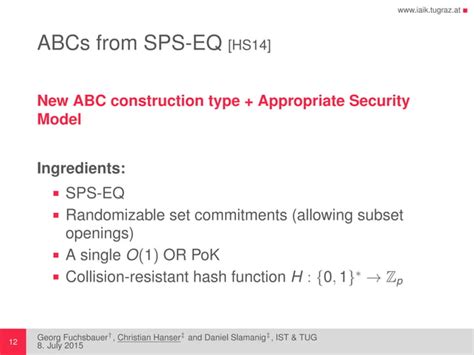 Structure Preserving Signatures On Equivalence Classes Ppt
